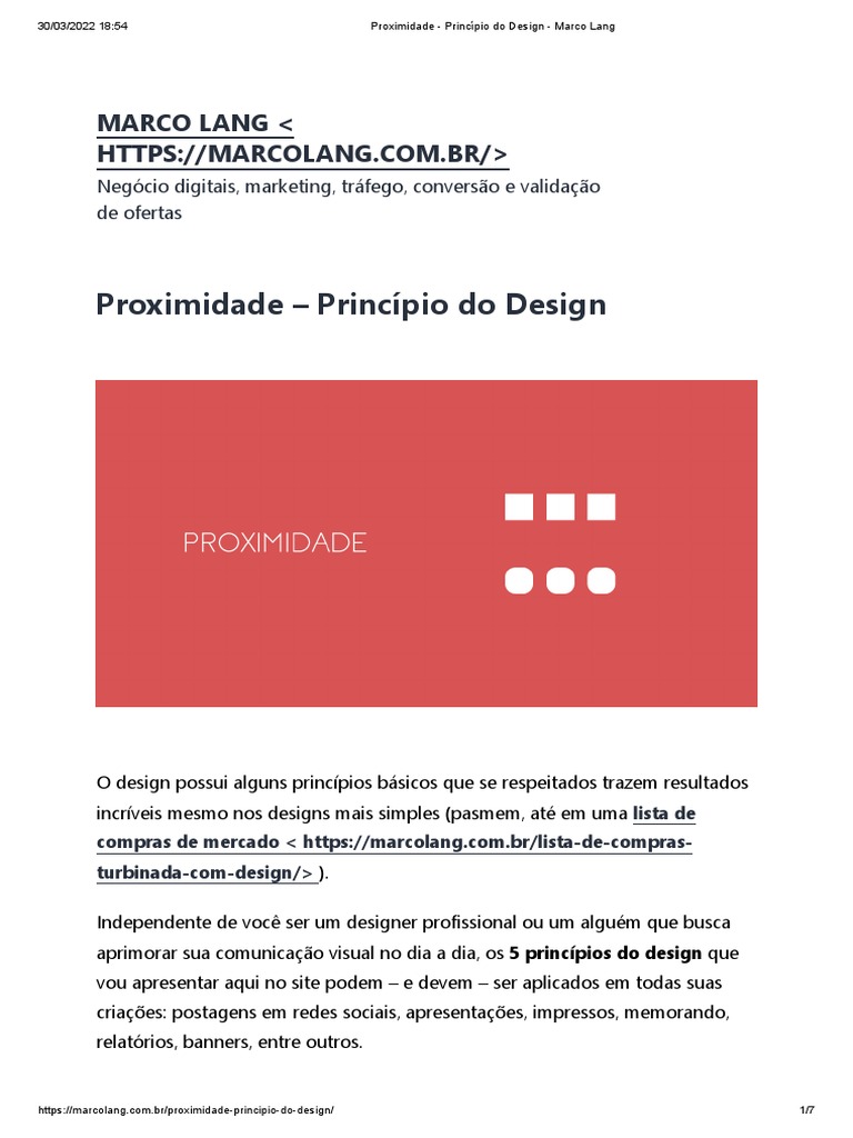 Proximidade - Princípio Do Design - Marco Lang | PDF | Carreira e Crescimento | Arte