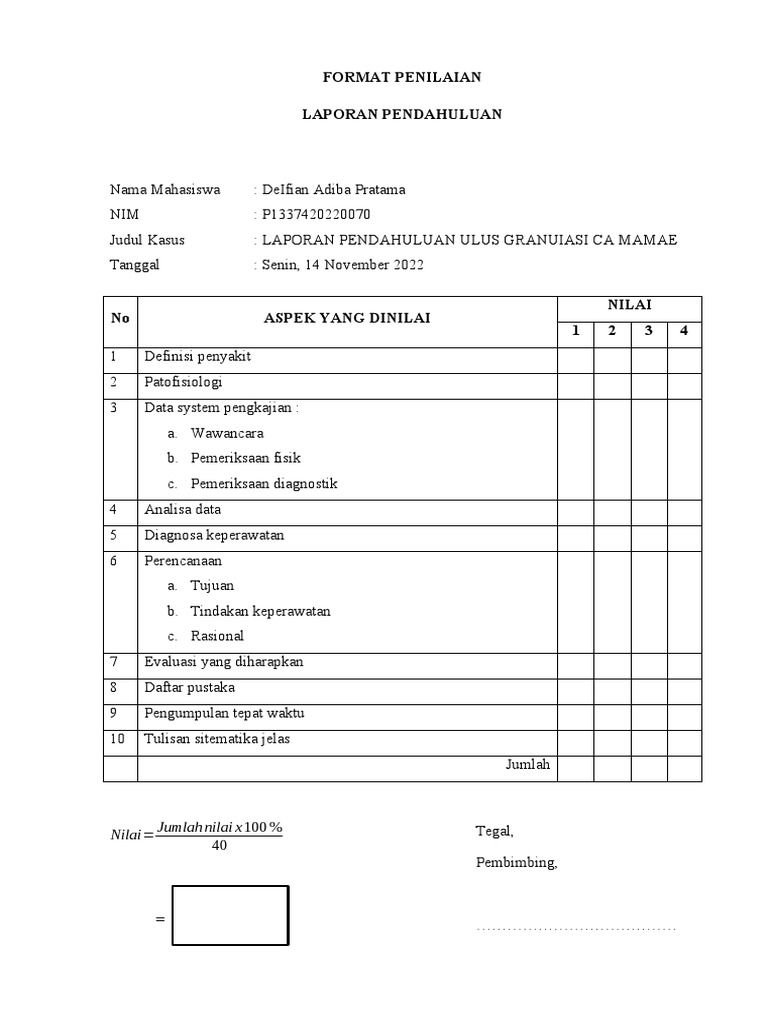 Format Penilaian | PDF