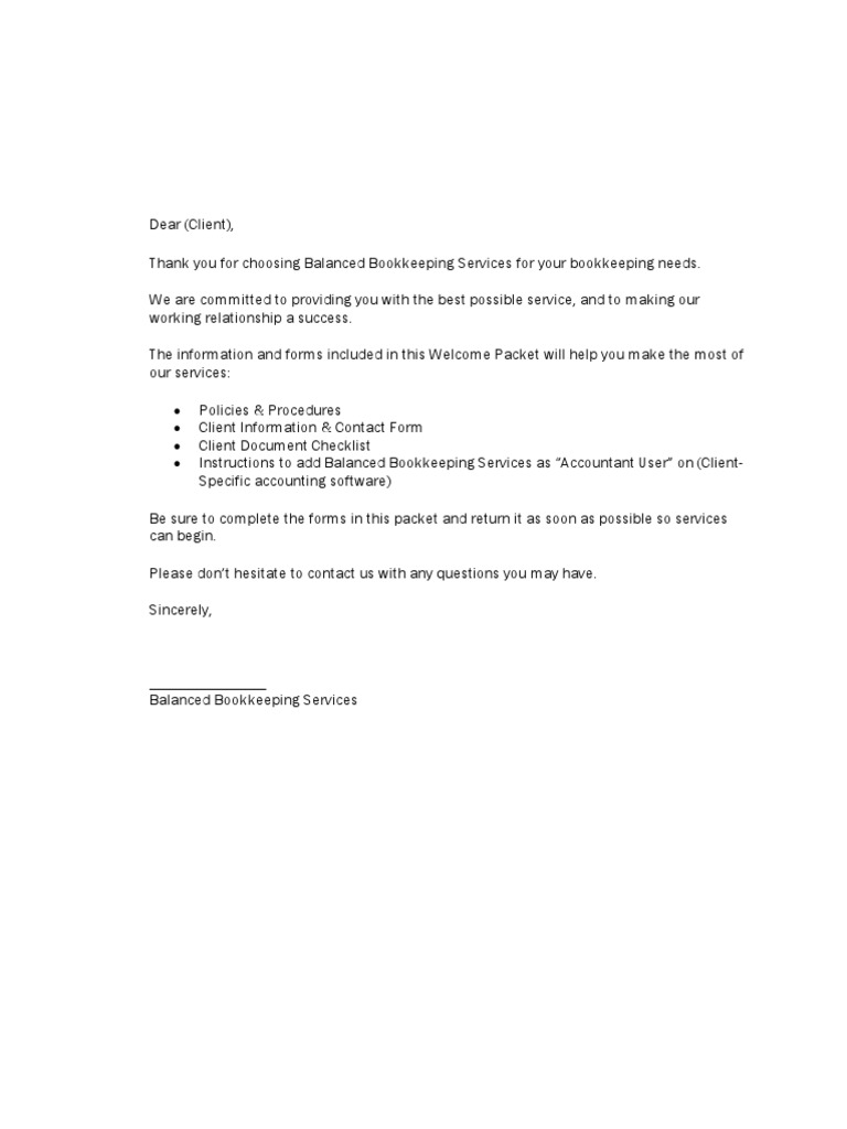 Welcome Packet Template | PDF