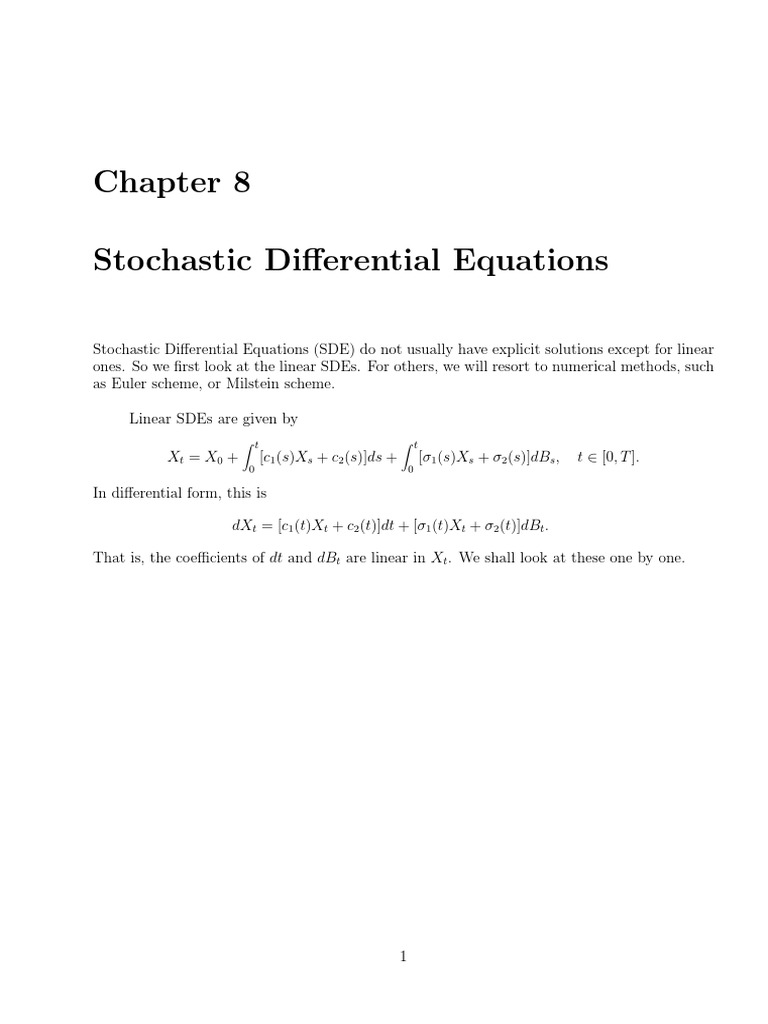 Chapter 8 SDE No Handwriting | PDF | Stochastic Differential Equation | Scientific Theories