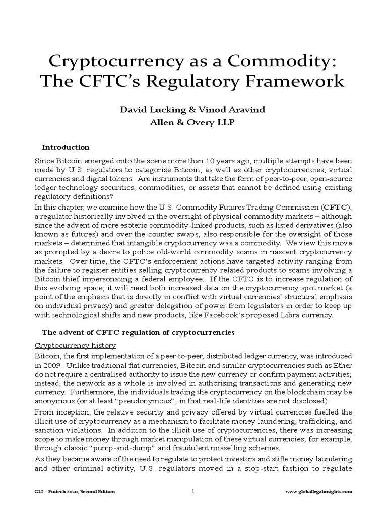 CFTC's Regulation of Cryptocurrency Commodities | PDF | Commodity ...