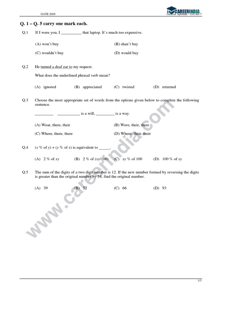Gate Ag Agricultural Engineering Question Paper 2016 422 | PDF | Pump ...
