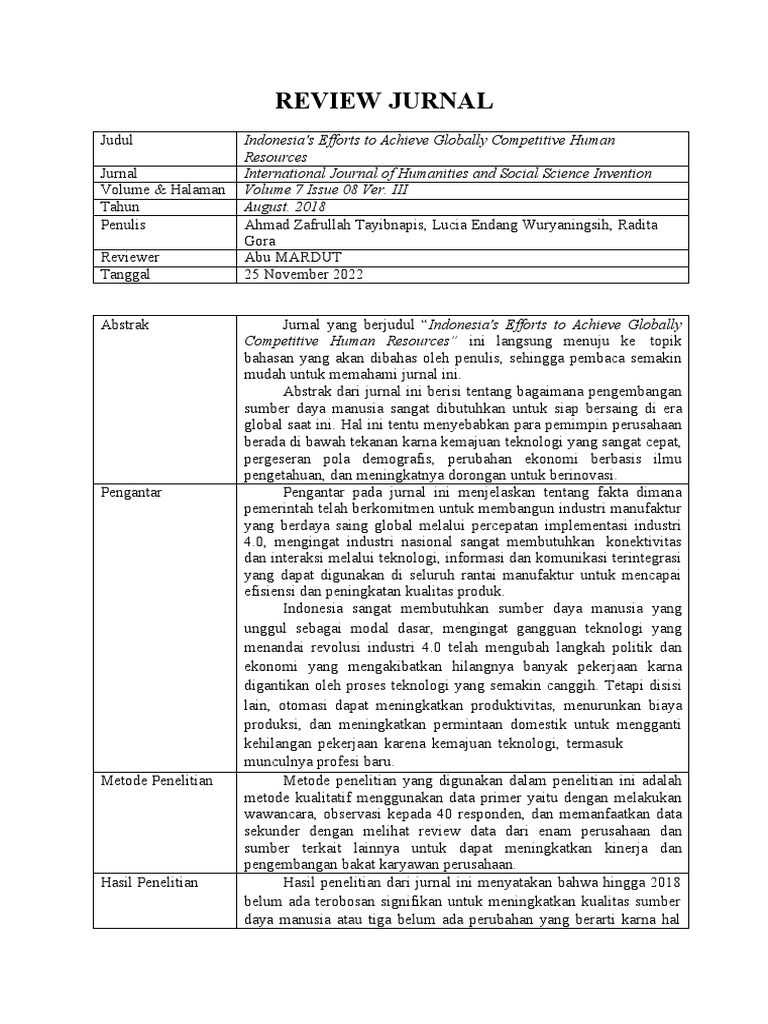Review Jurnal | PDF | Karier & Perkembangan