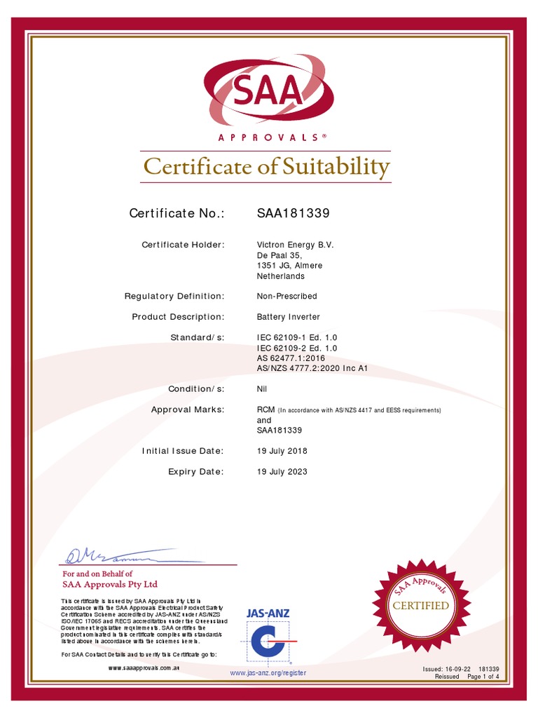 Certificado Cumplimiento IEC 62109-1-2 | PDF | Power Inverter ...