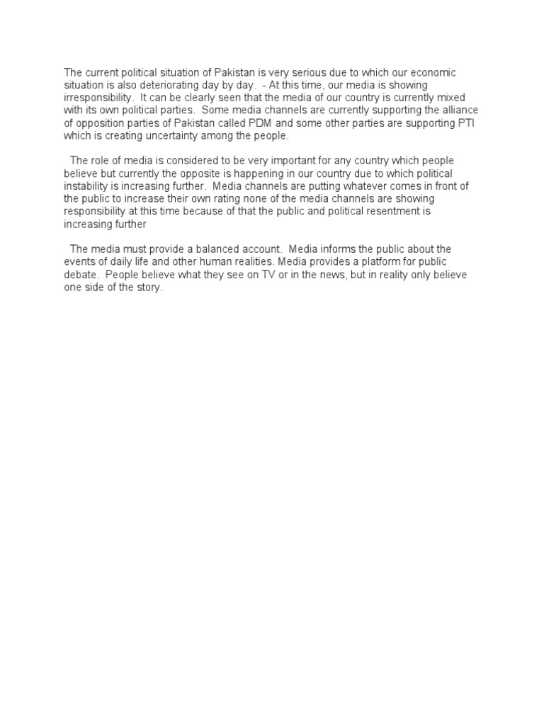 The Current Political Situation of Pakistan | PDF