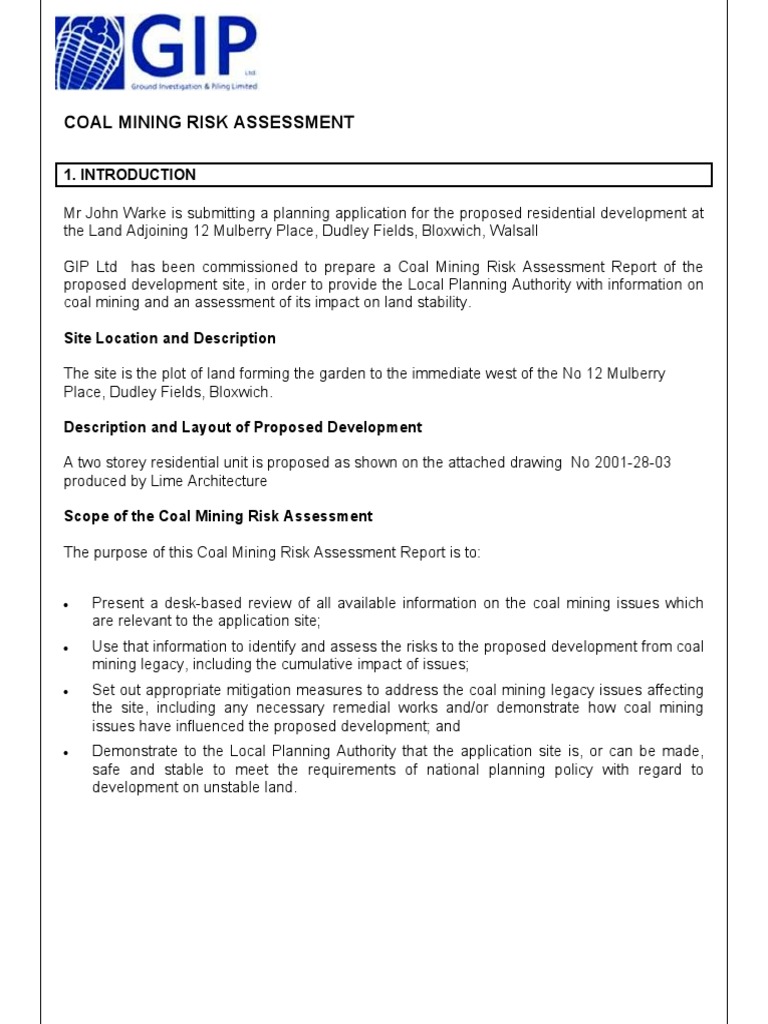 Risk-Assessment-For-Coal Mines | Download Free PDF | Coal Mining | Mining