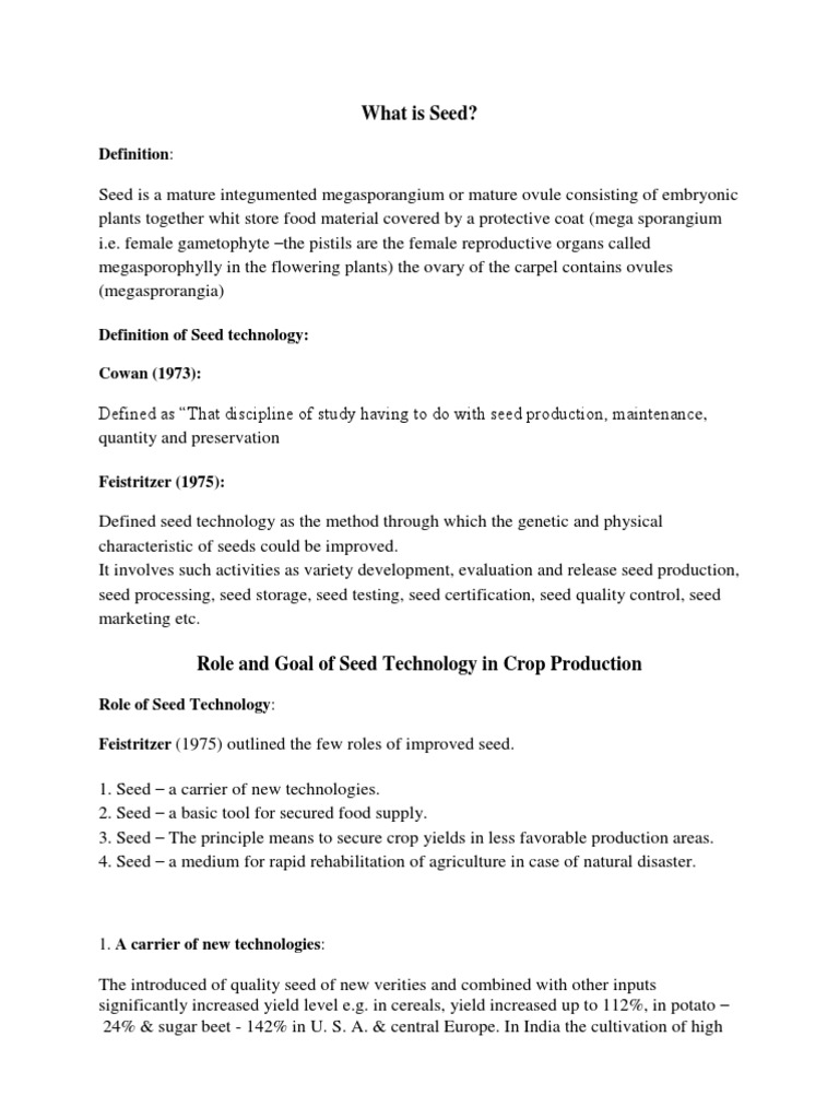 Seed Technology Notes 2 | PDF | Plant Breeding | Seed