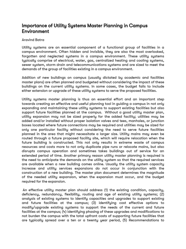 Importance of Utility Systems Master Planning | PDF | Utility