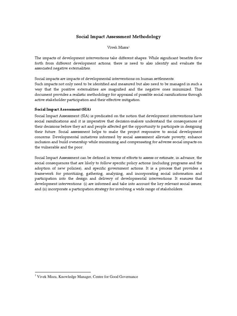 Social Impact Assessment Methodology | PDF | Emergency Management | Policy