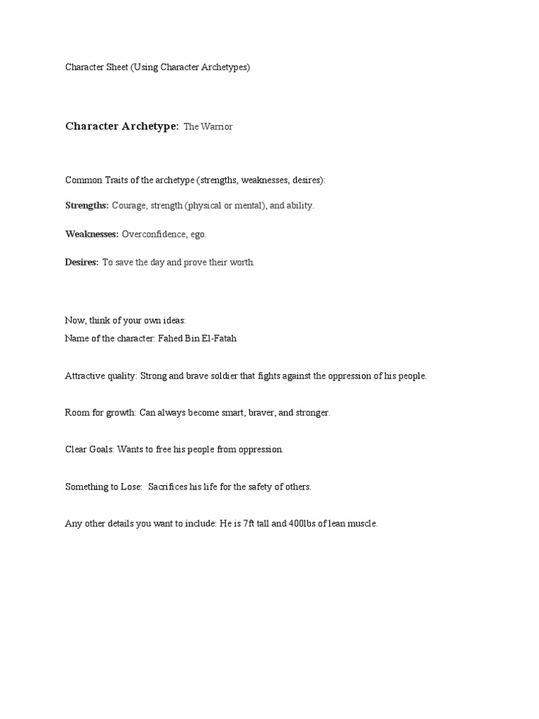 Character Sheet (Archetypes) | PDF | Law