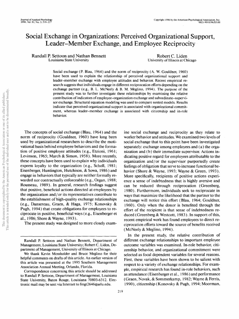 Settoon 1996 | PDF | Factor Analysis | Psychological Concepts