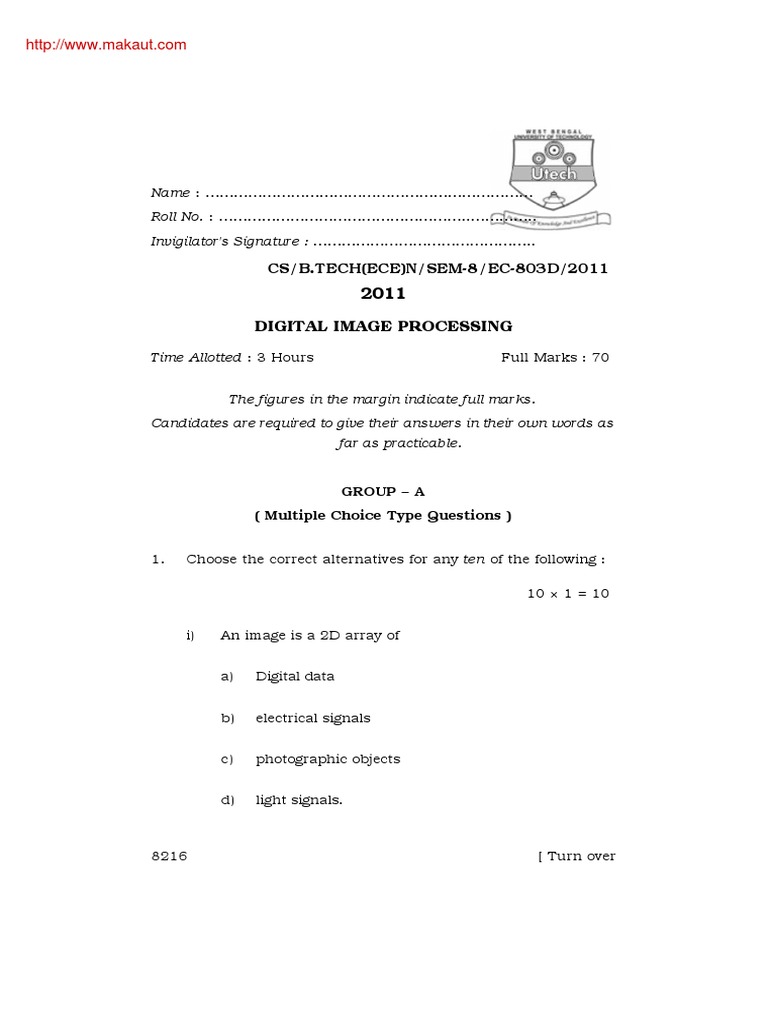 Btech Ece 8 Sem Digital Image Processing 2011 | PDF | Data Compression ... Btech Ece 8 Sem Digital Image Processing 2011 | PDF | Data Compression ...