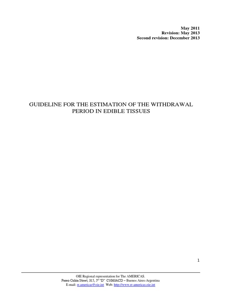 Guideline For The Estimation of The Withdrawal Period in Edible Tissues ...