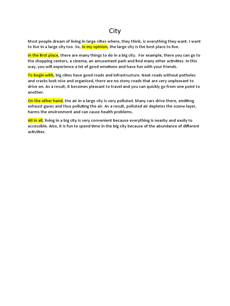 Benefits and Drawbacks of City Living | PDF