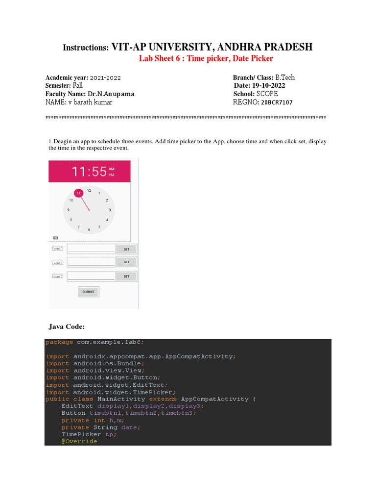 20bcr7107 Lab9 Pdf Android Operating System Computer Engineering 