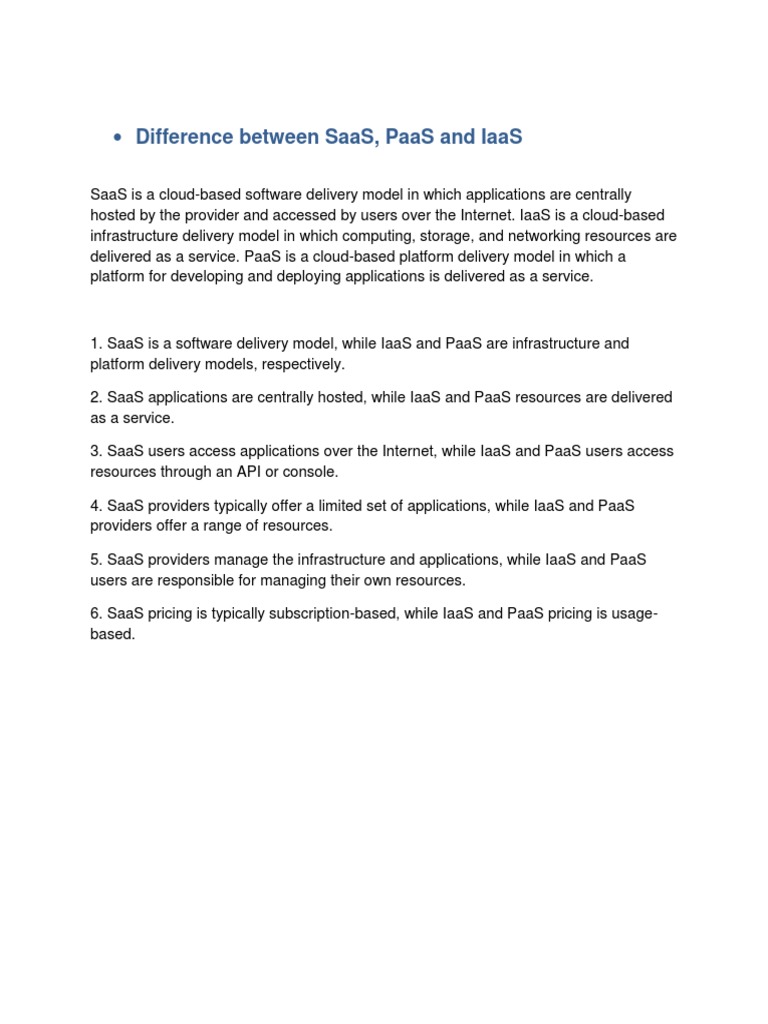 Difference Between Saas Iaas And Paas Pdf