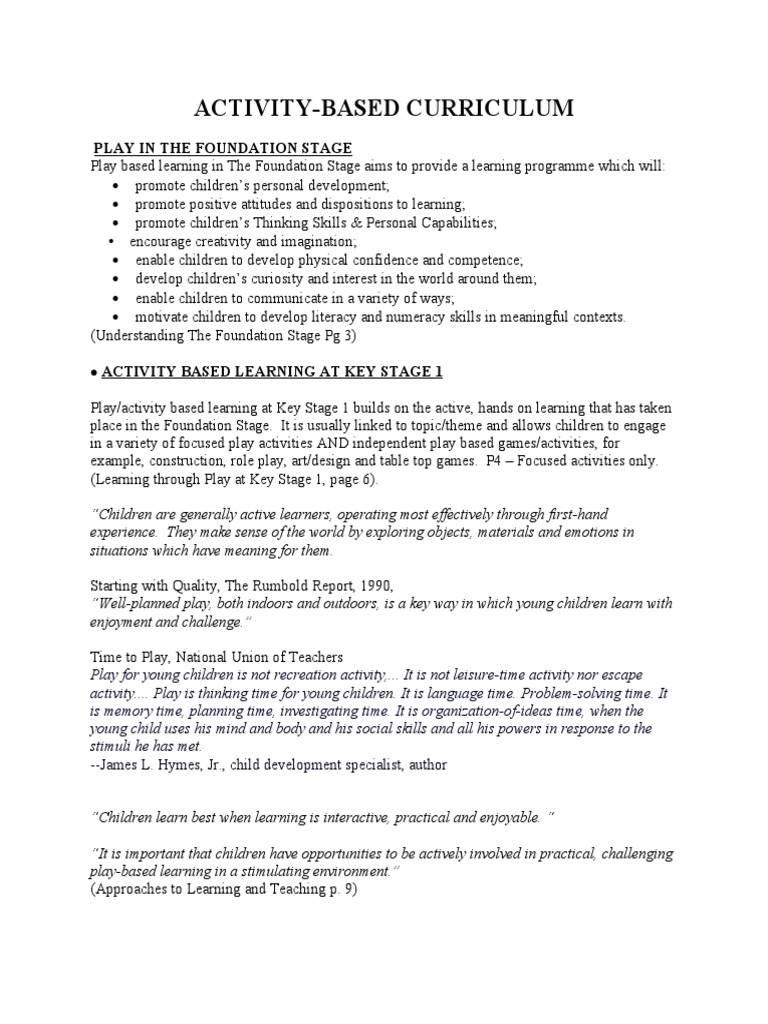 Activity Based Curriculum | PDF
