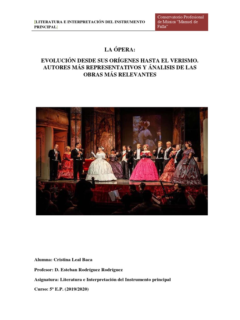 Historia de La Opera - Desde Inicio Hasta El Verismo | PDF | Ópera ...