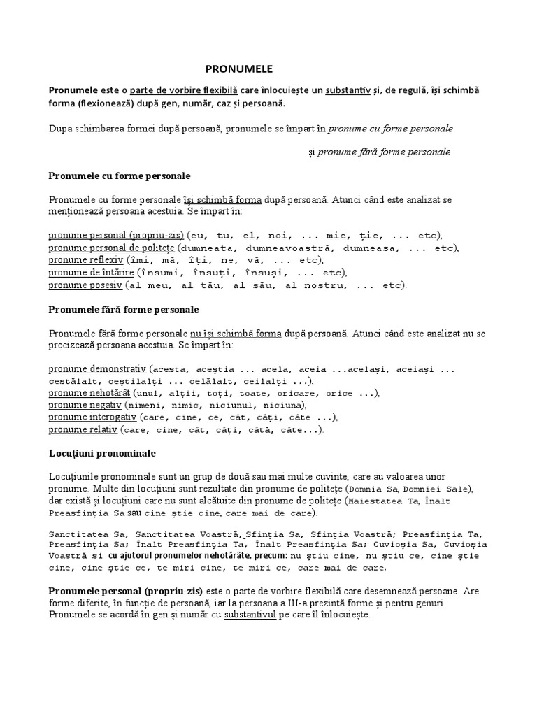 Pronumele | PDF