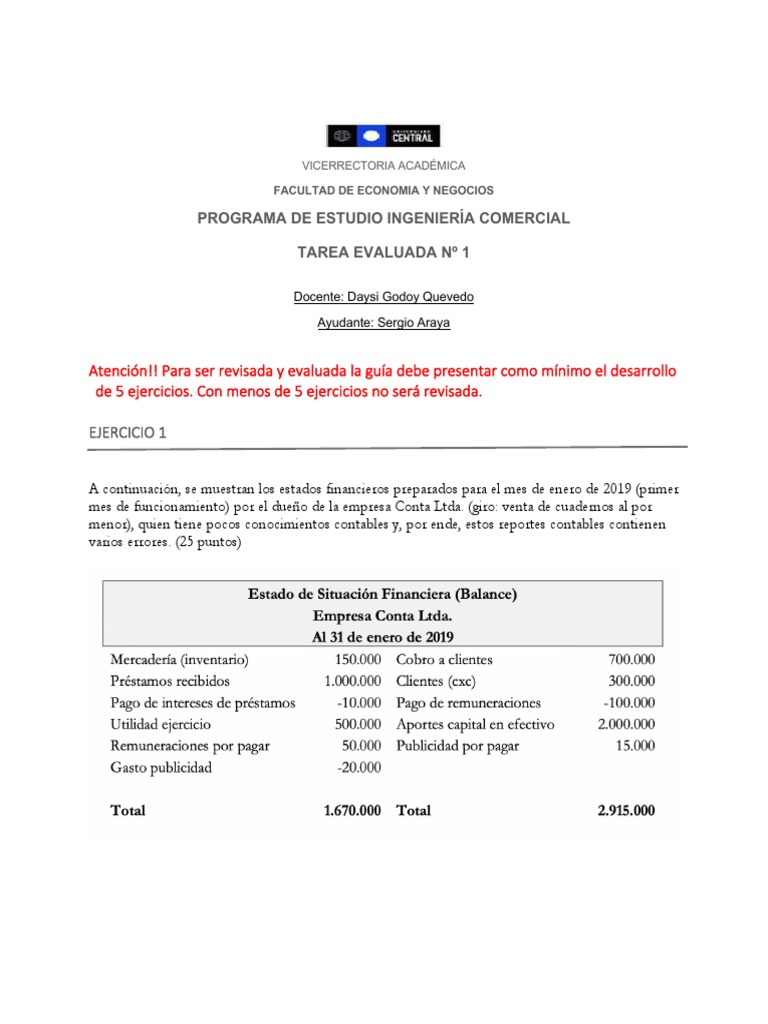 1.tarea Evaluada - Ucen Contabilidad I | PDF | Finanzas y dinero