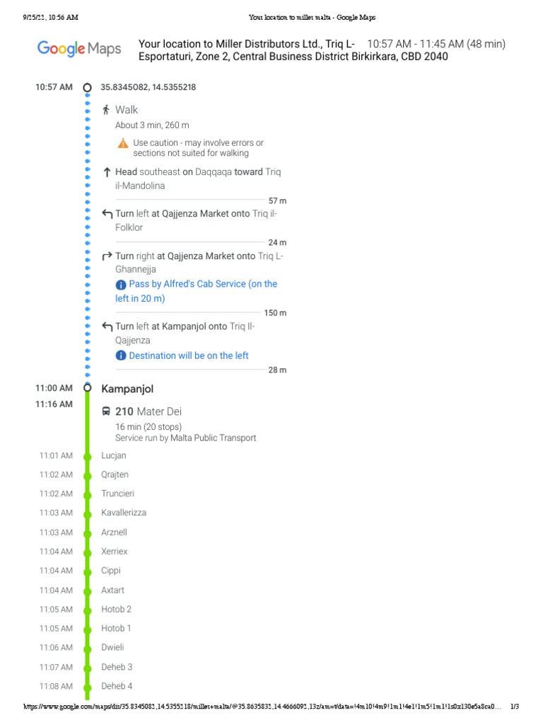 Your Location To Miller Malta - Google Maps | PDF | Transport | Public ...