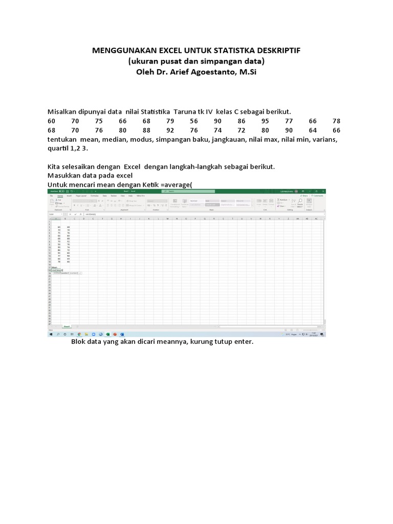 Menentukan Stat Deskriptif Dengan Excel Dan Spss | PDF