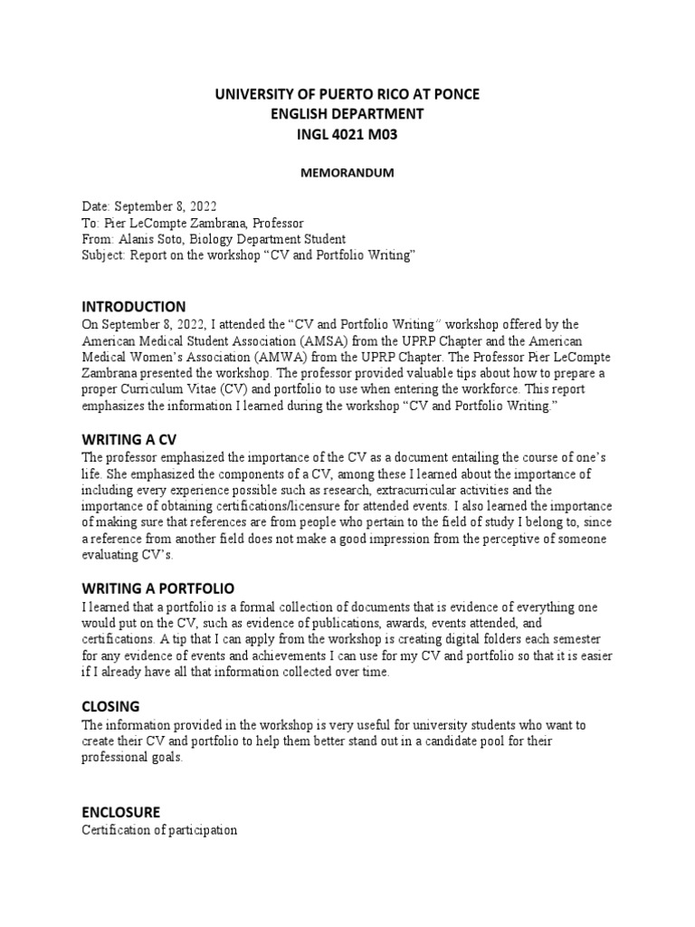 Alanis Soto Ingl 4021 m03 Trip Report 1 | PDF | Career & Growth