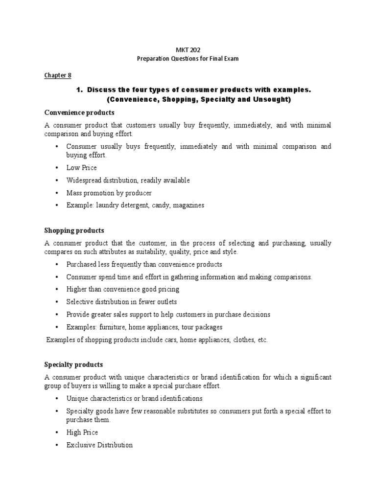 MKT 202 Final Exam QA Suggestions | PDF | Brand | Final Good