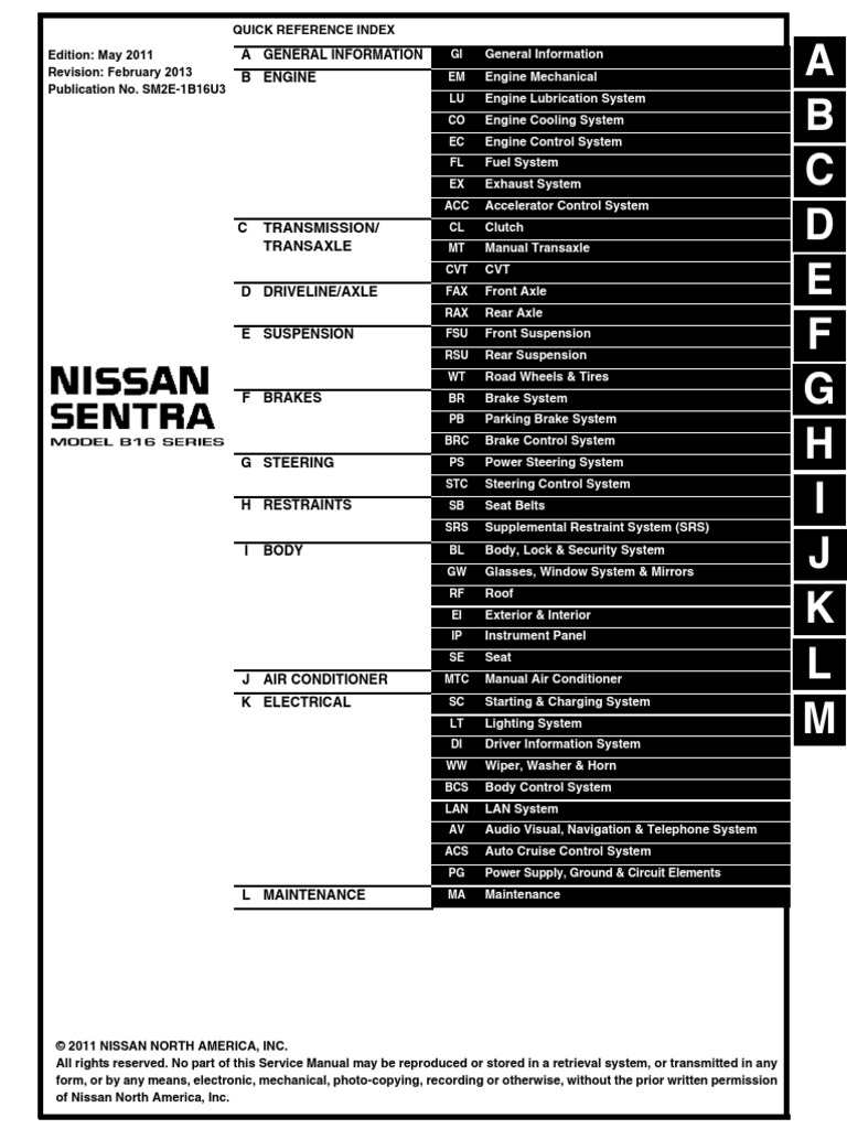 Service Manual Sentra | PDF
