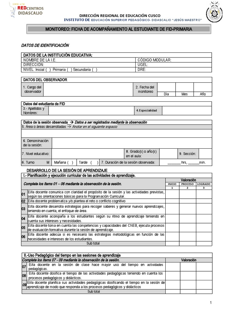 2.1-Ficha - Monitoreo - Aula Ok | PDF | Maestros | Aprendizaje