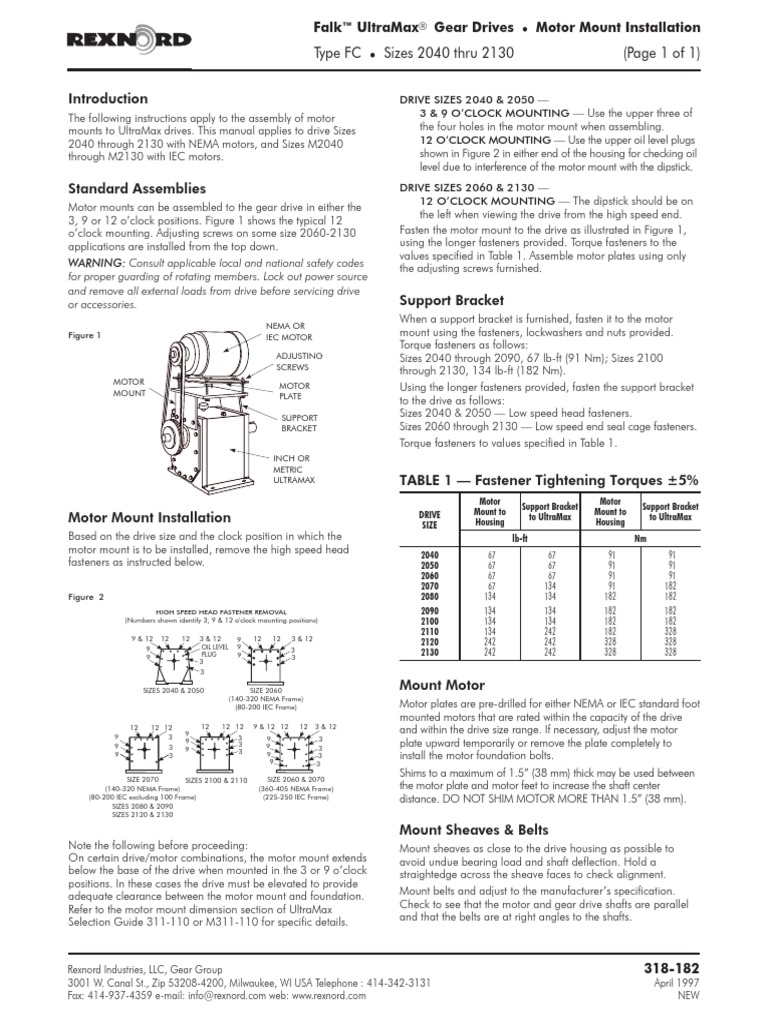 318 182 - Falk UltraMax Type FC, Sizes 2040 2130 Gear Drives ...