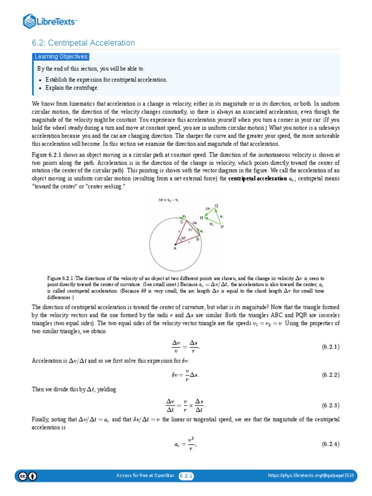 6.02 Centripetal Acceleration | PDF | Acceleration | Velocity