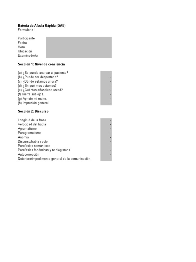 QAB Macro Spanish | PDF | Afasia | Comunicación humana