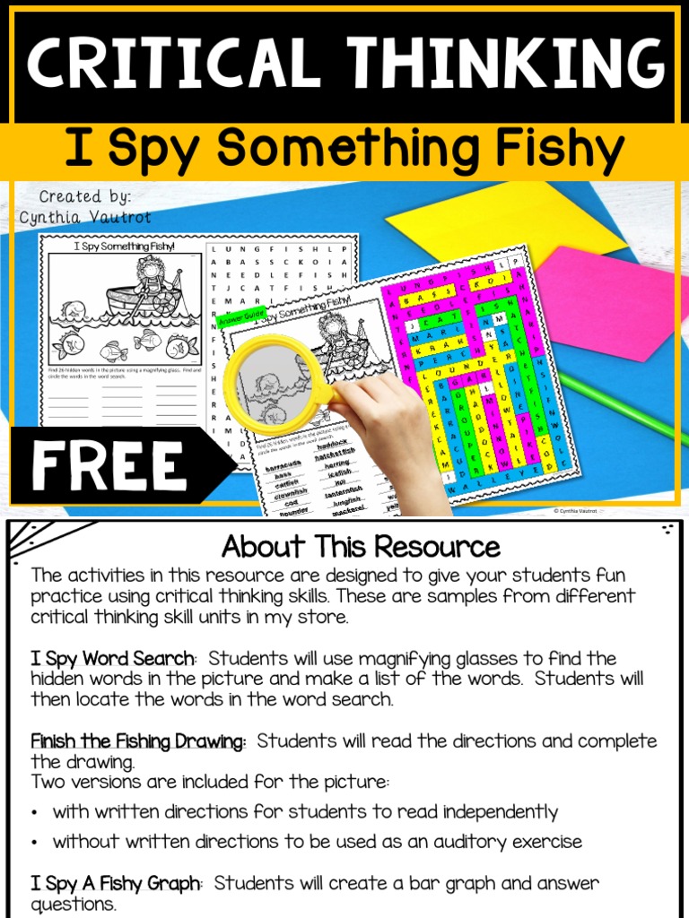 I Spy Something Fishy: Critical Thinking | PDF | Aquatic Animals | Fish ...