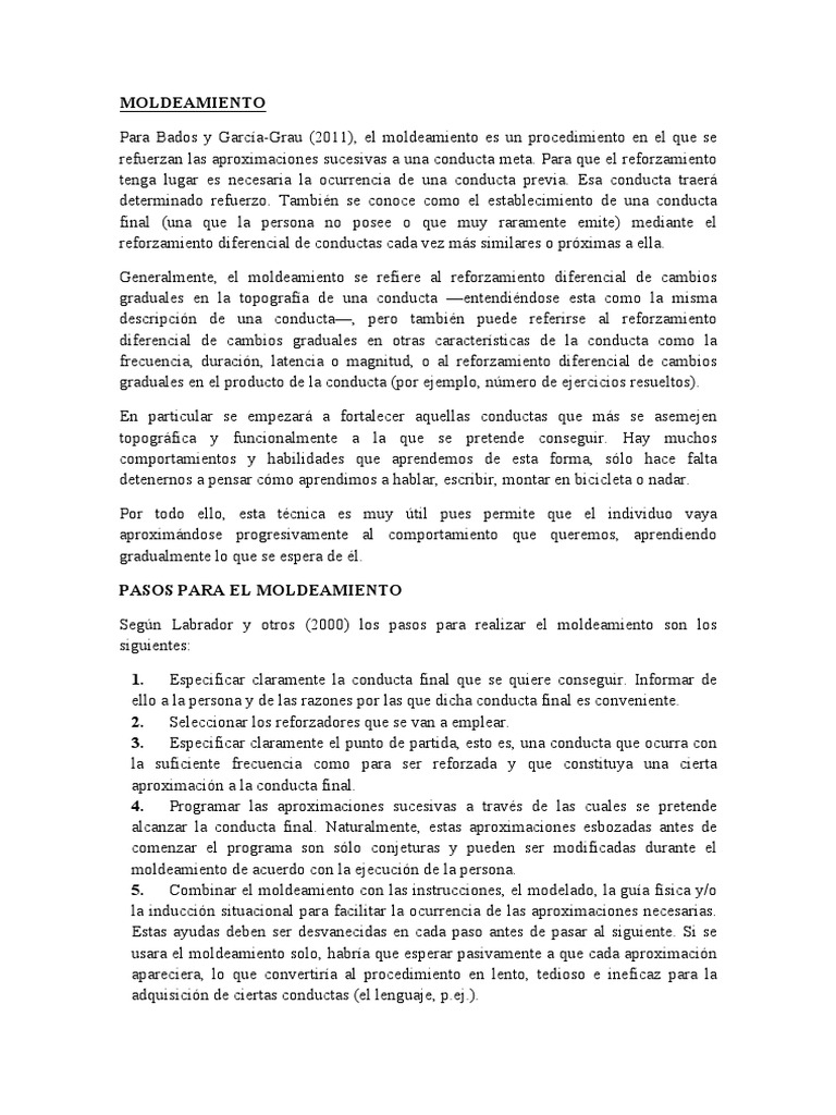 Moldeamiento-Técnica-Conducta | PDF | Modificación de comportamiento ...