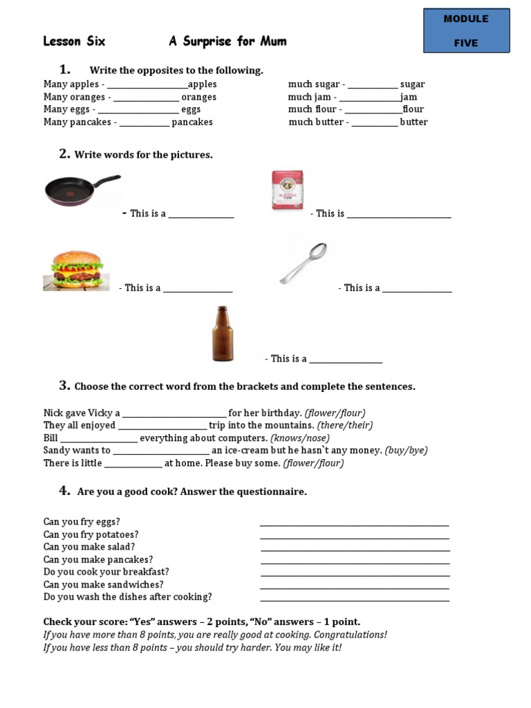 Lesson Six A Surprise For Mum | PDF | Cooking, Food & Wine