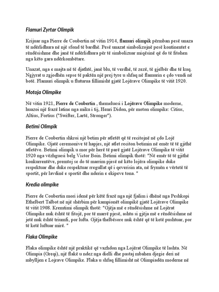 Fakte Interesante Per Lojrat Olimpike | PDF