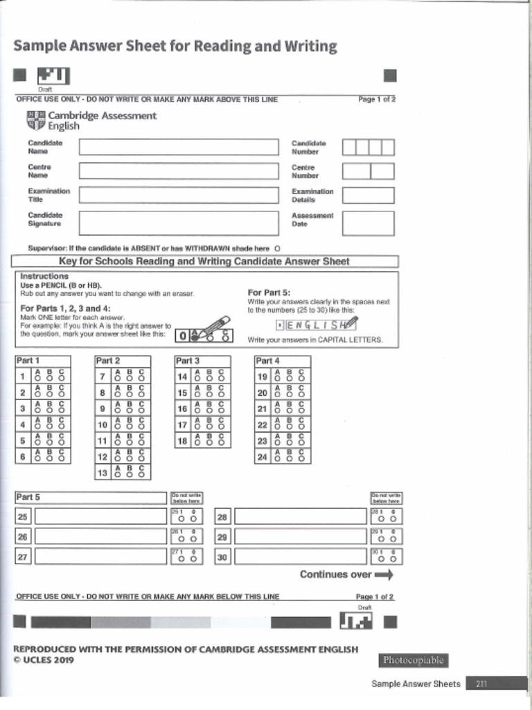 Answer Sheets A2 (From 2020) | PDF