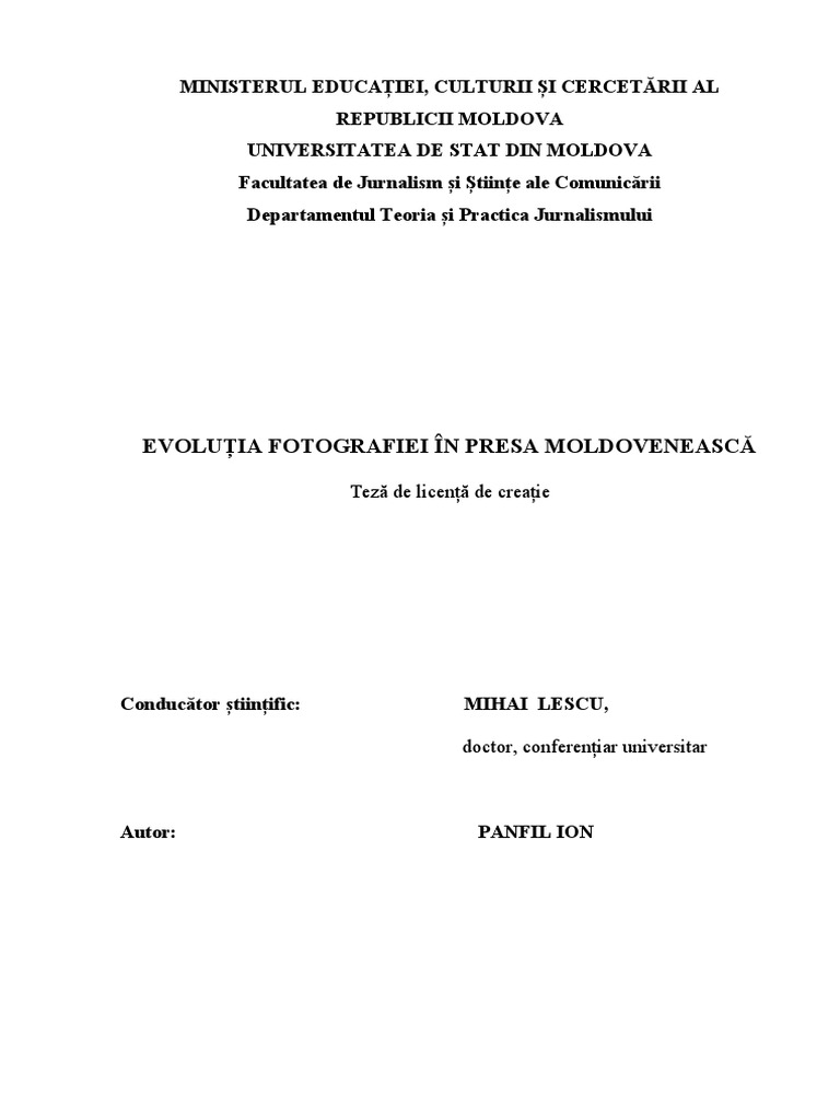 Teza de Licenta - Capit. I Panfil Ion | PDF