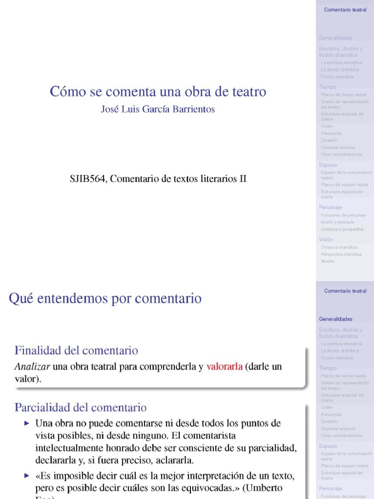 Como Se Comenta Una Obra de Teatro - G. Barrientos | PDF | Teatro | Diálogo