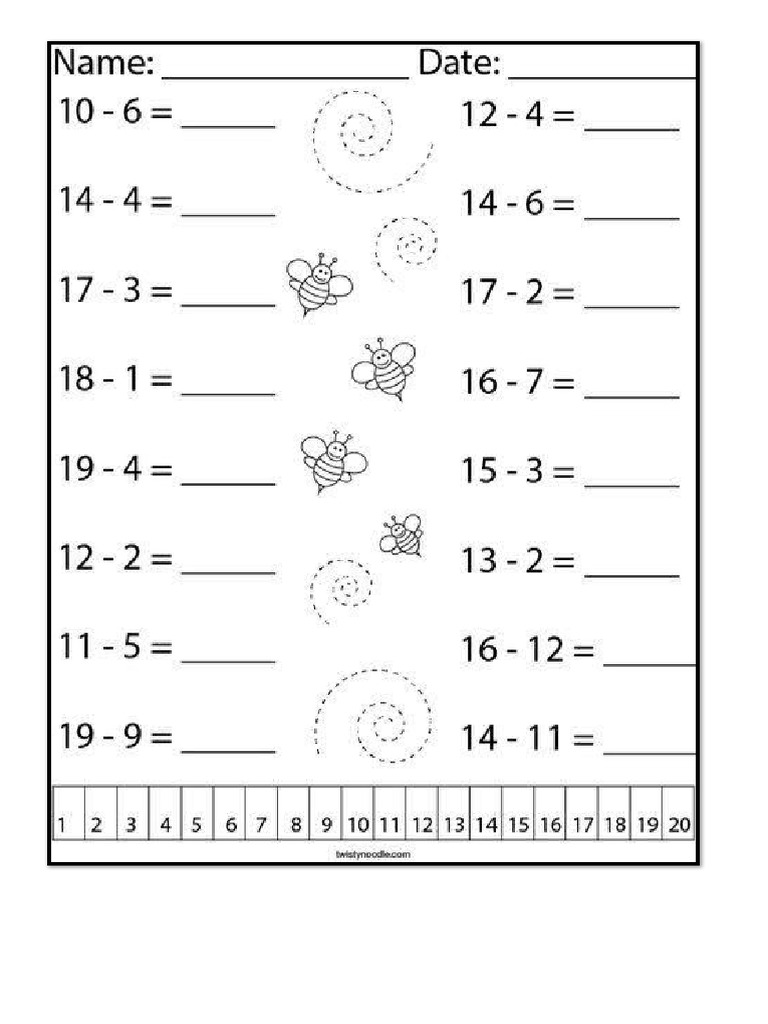Worksheet Pengurangan | PDF