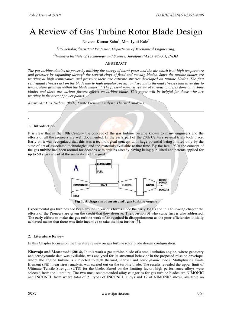 A Review of Gas Turbine Rotor Blade Design Ijariie8987 | PDF | Turbine ...