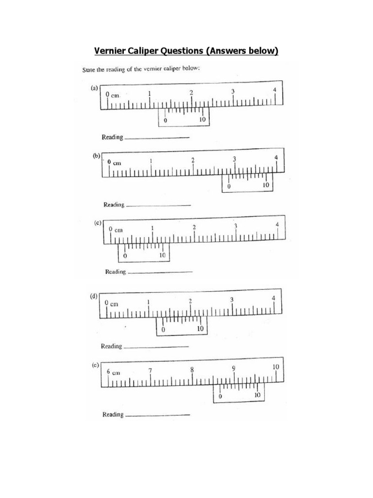 Vernier Caliper and Micrometer Screw Guage Questions | PDF