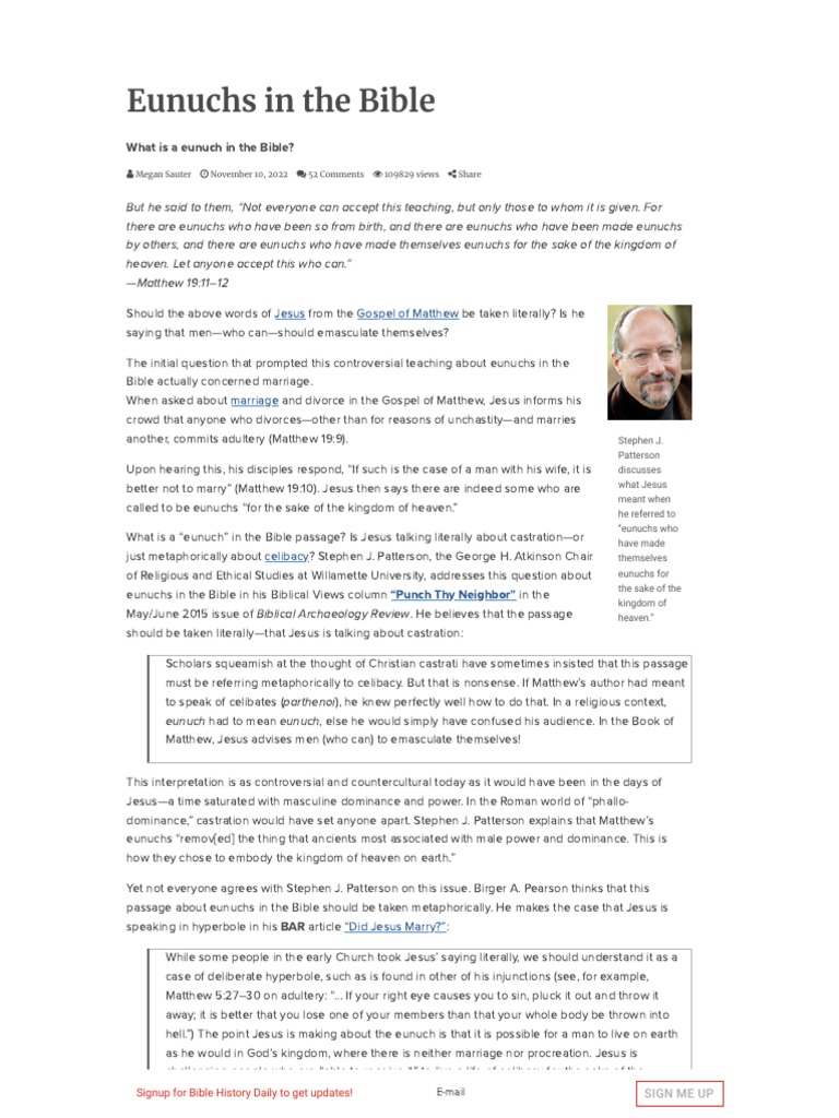 Eunuchs in the Bible: Meaning & Debate | PDF | Bible | Jesus