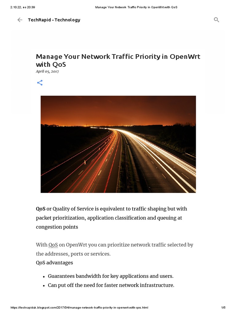 OpenWrt QoS: Manage Traffic Priority | PDF | Quality Of Service ...