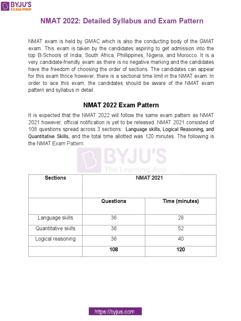 NMAT Syllabus | PDF | Graduate Management Admission Test | Equations