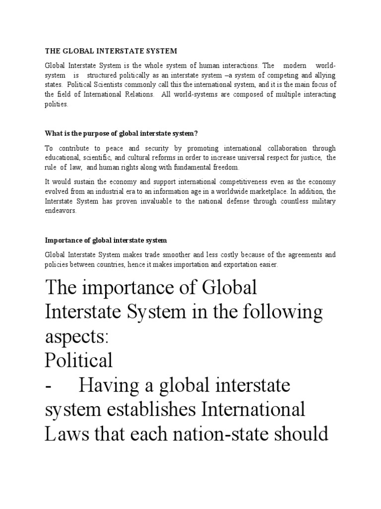 The Global Interstate System | PDF | Globalization | International ...