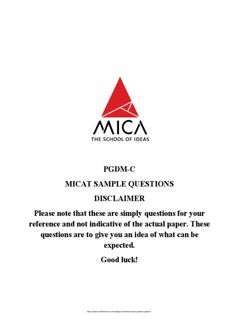 MICAT Sample Question Paper | PDF | Sequence | Brand
