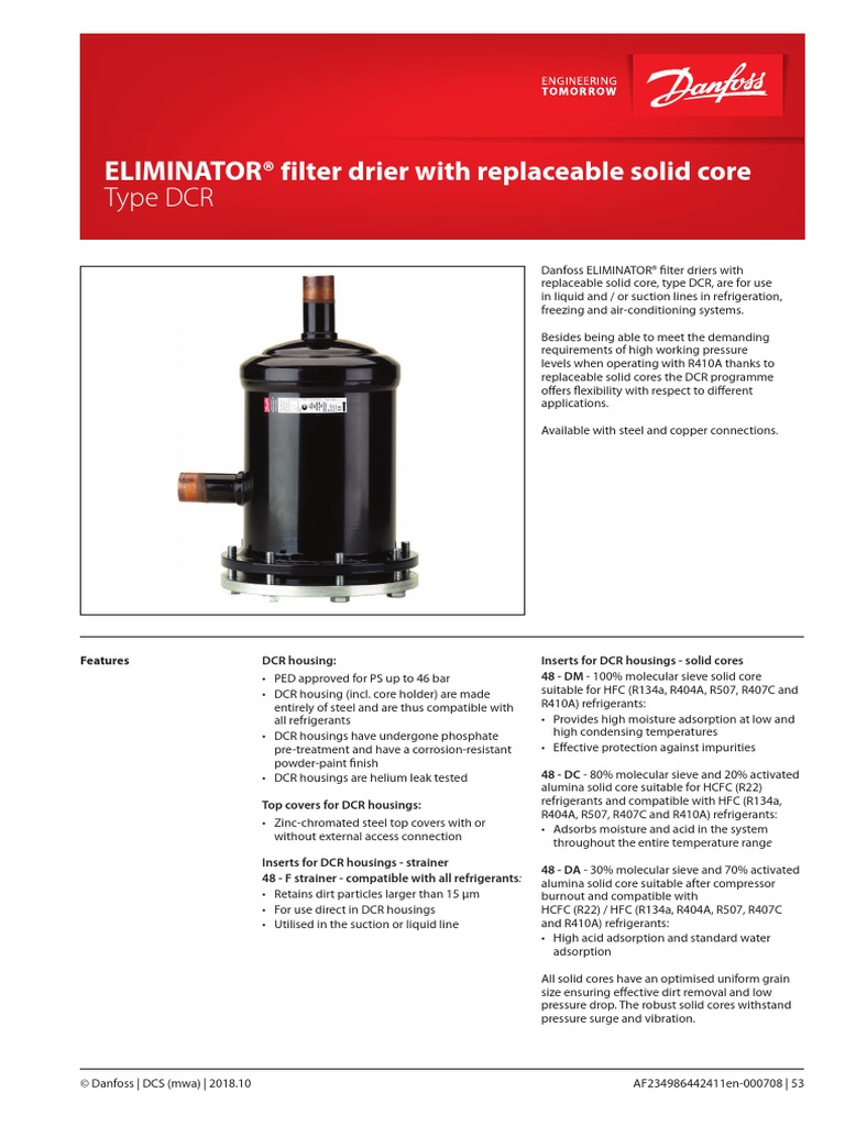 Danfoss - Filtro Carcaça DCR | PDF | Electrical Connector | Pipe (Fluid ...