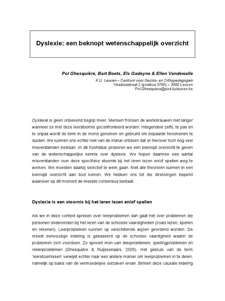 Pol Dyslexie Boek Lessius Definitief | PDF